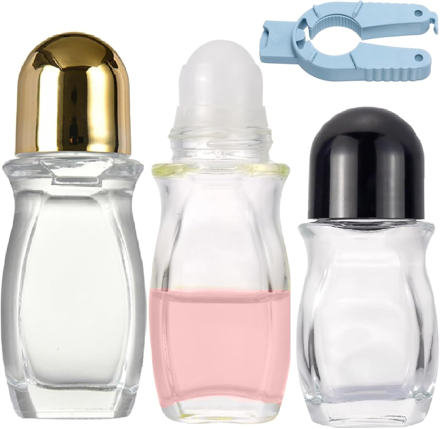 Amazon.com: WIKNOW 3PCS 50ml /30ml Clear Roll On Bottles Roller Glass ...
