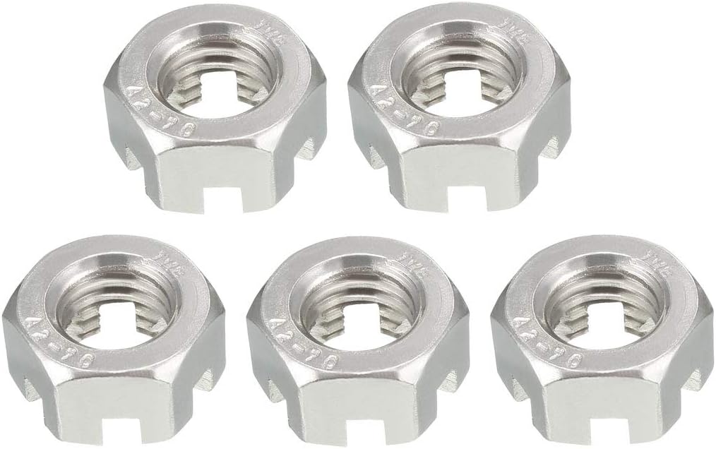 Amazon.com: uxcell M10 x 1.5mm Pitch Hexagon Castle Nut, 304 Stainless ...
