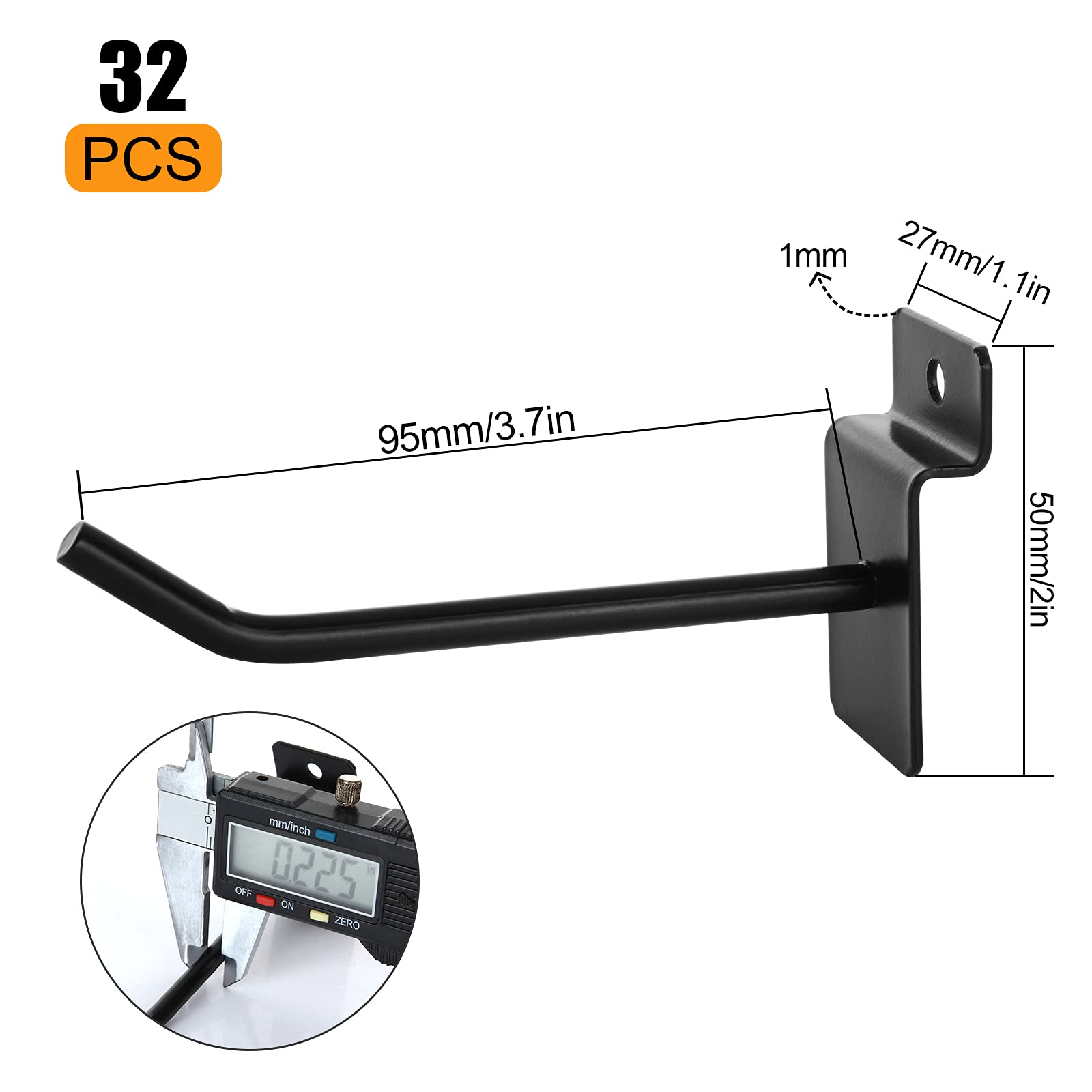 Snapklik.com : 32 PCS 4 Inch Slatwall Hooks, Metal Display Panel Hooks ...