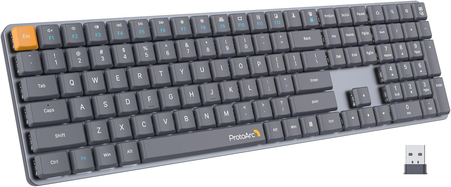 Amazon.com: ProtoArc Wireless Mechanical Keyboard, K200 2.4GHz Full ...