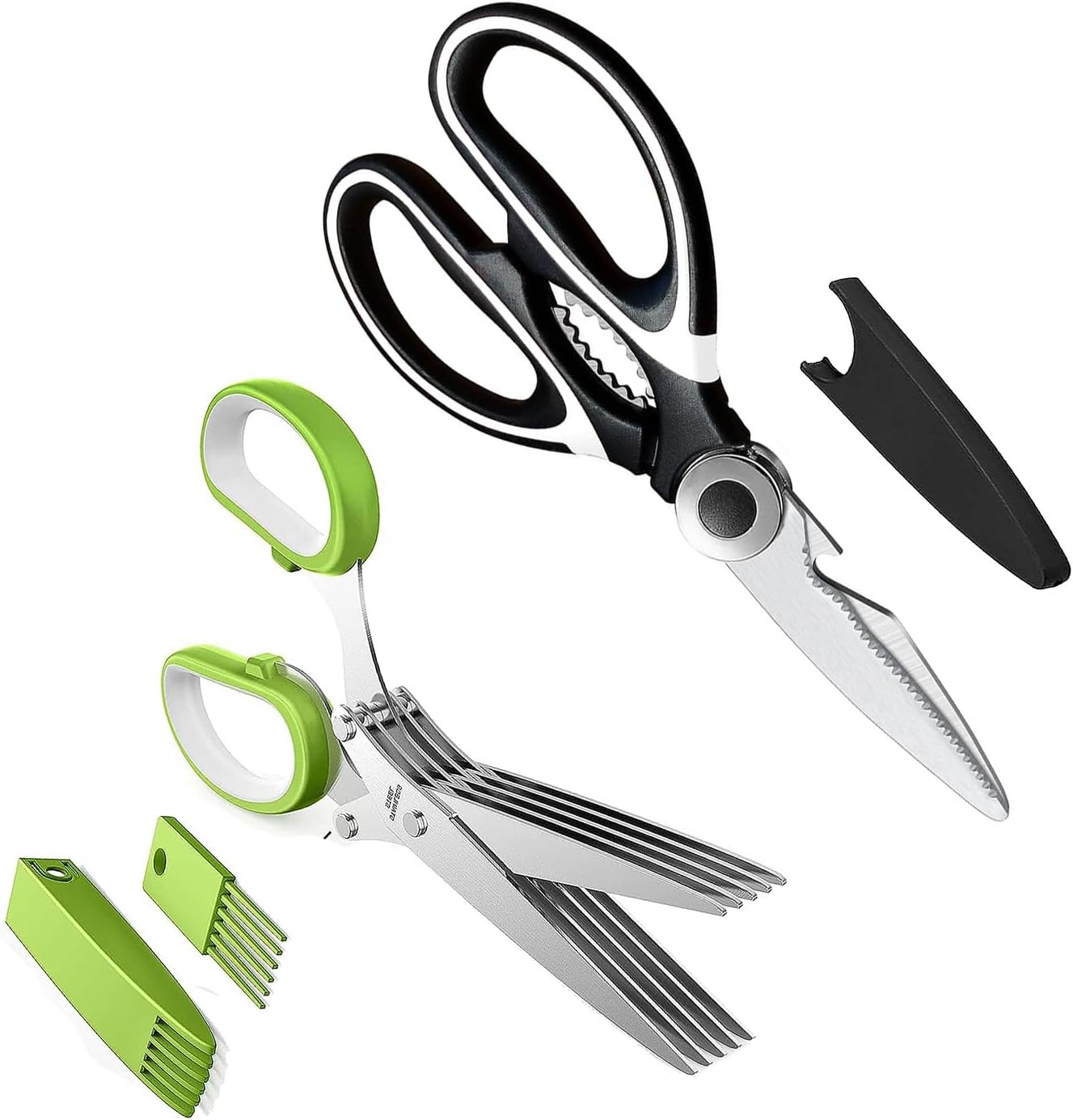 Amazon.com: 2PCS Herb Scissors, Herb Shears Cutter with 5 Blades and ...