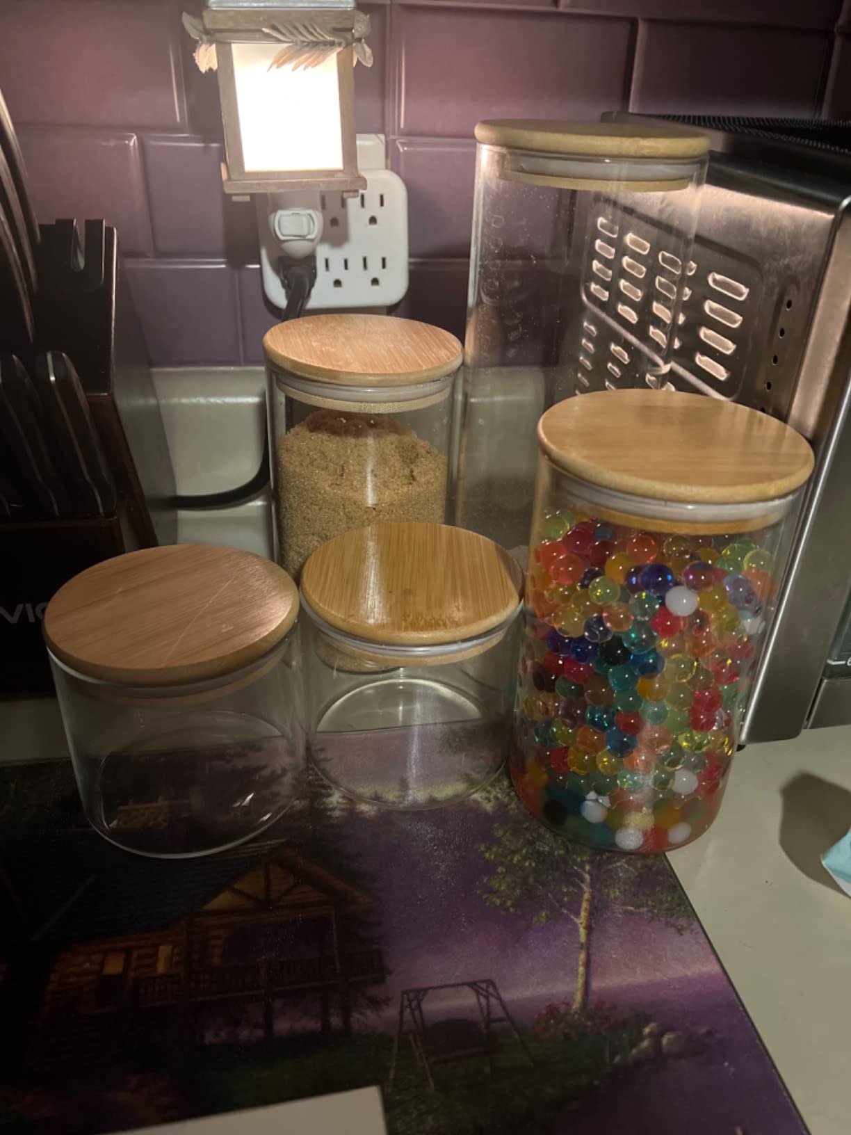 Amazon.com: Glass Storage Jars,5 PACK Food Storage Container, Glass Jar ...