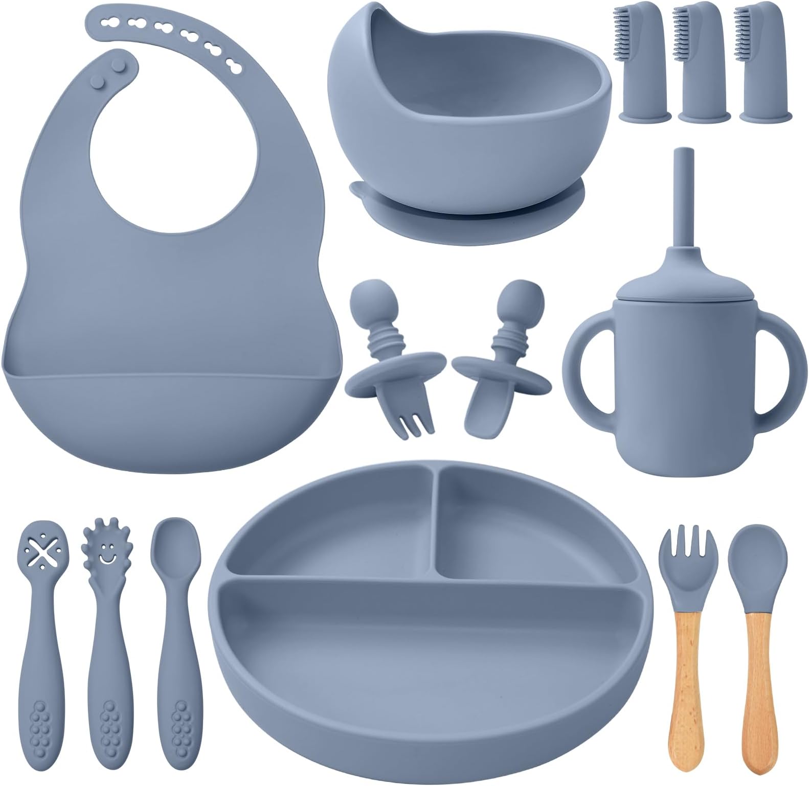 Amazon.com: LITTLE RAWR Silicone Baby Feeding Set 14 Pcs,Baby Led ...