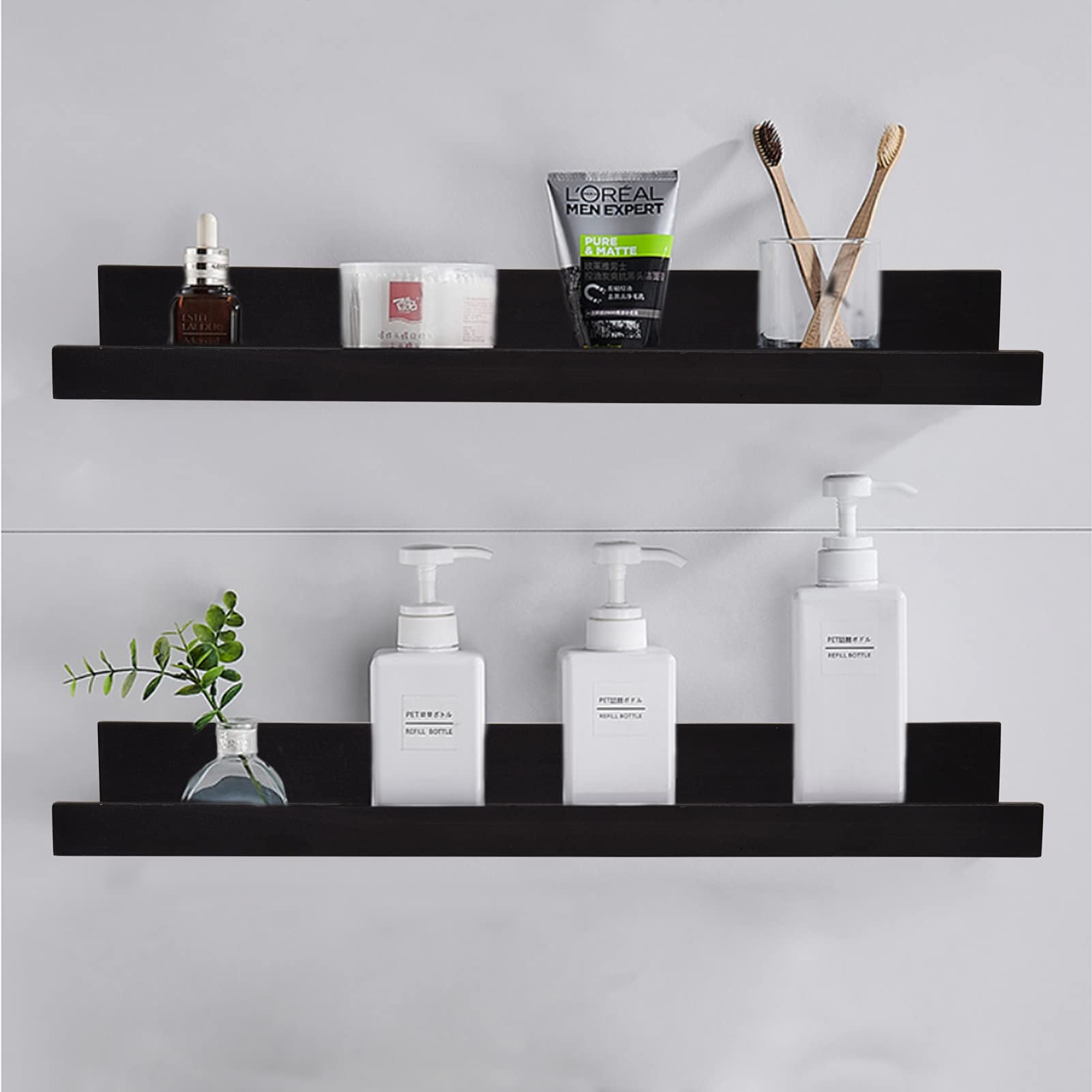Floating Wall Mounted Shelves Black Display Shelves with Ledge Shelf ...