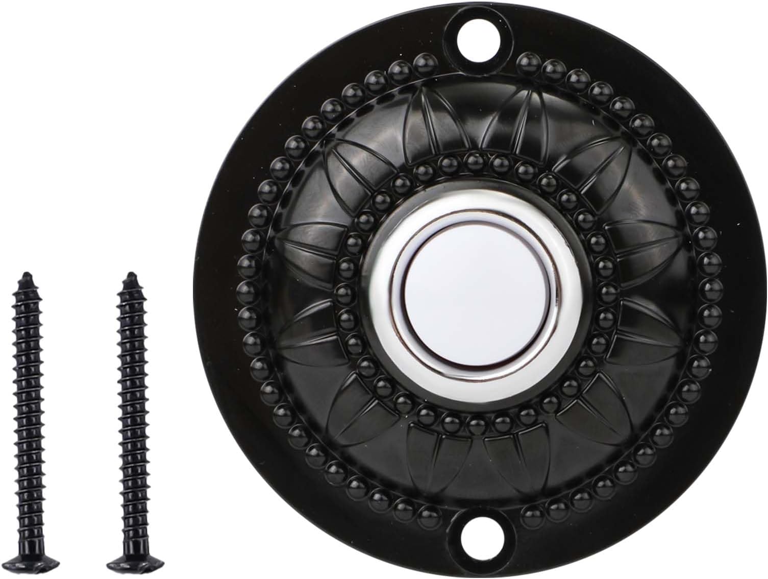 Dreyoo Round Metal Doorbell Push Button, Black Wired Lighted Up LED ...