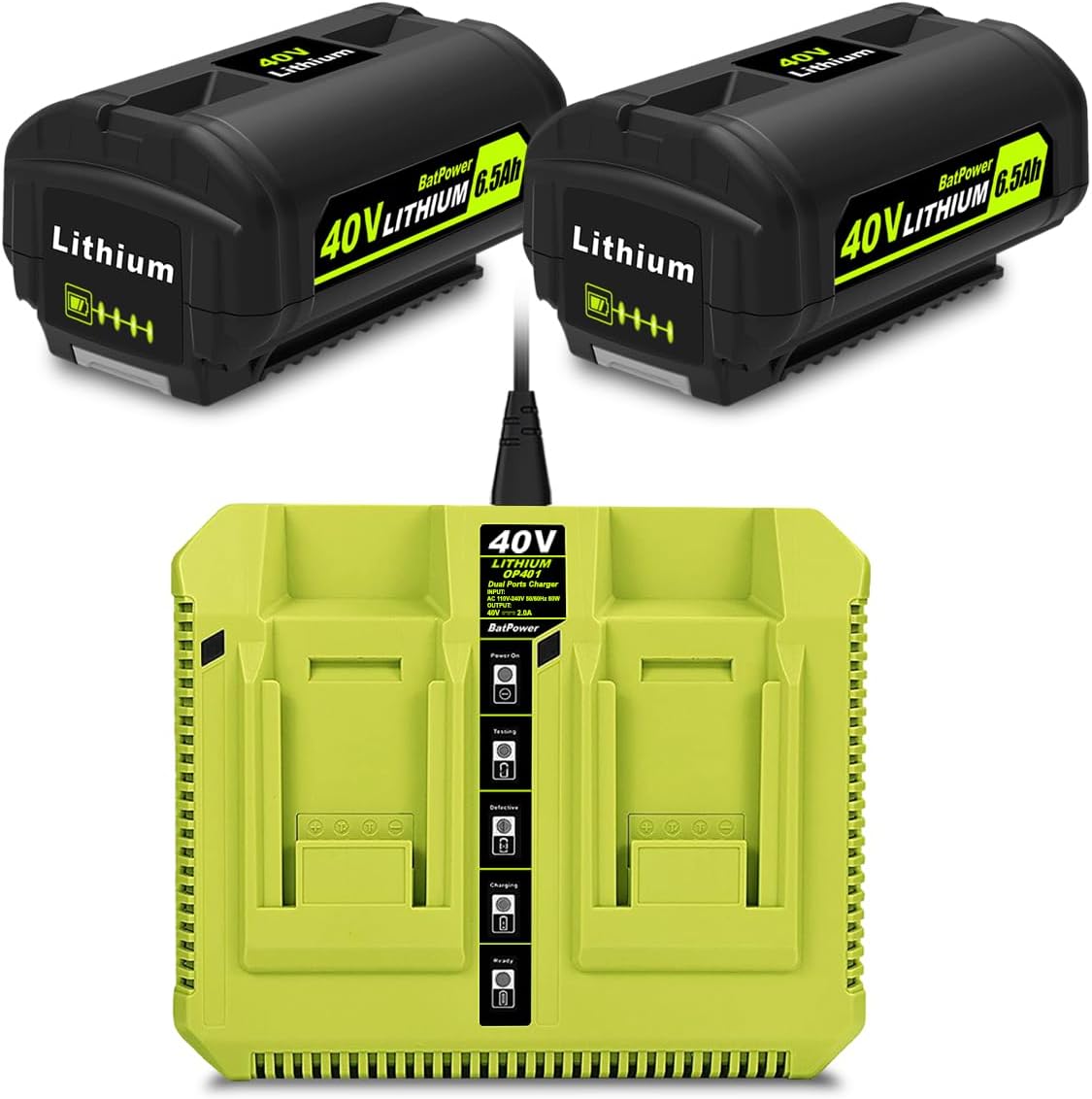 Amazon.com: BatPower 2 Pack 6.5AH 18V Lithium Battery with Charger ...