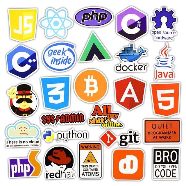 26pcs Coder & Programmer Sticker Combo Pack - Laptop Cover Decals | Coding Stickers for ...