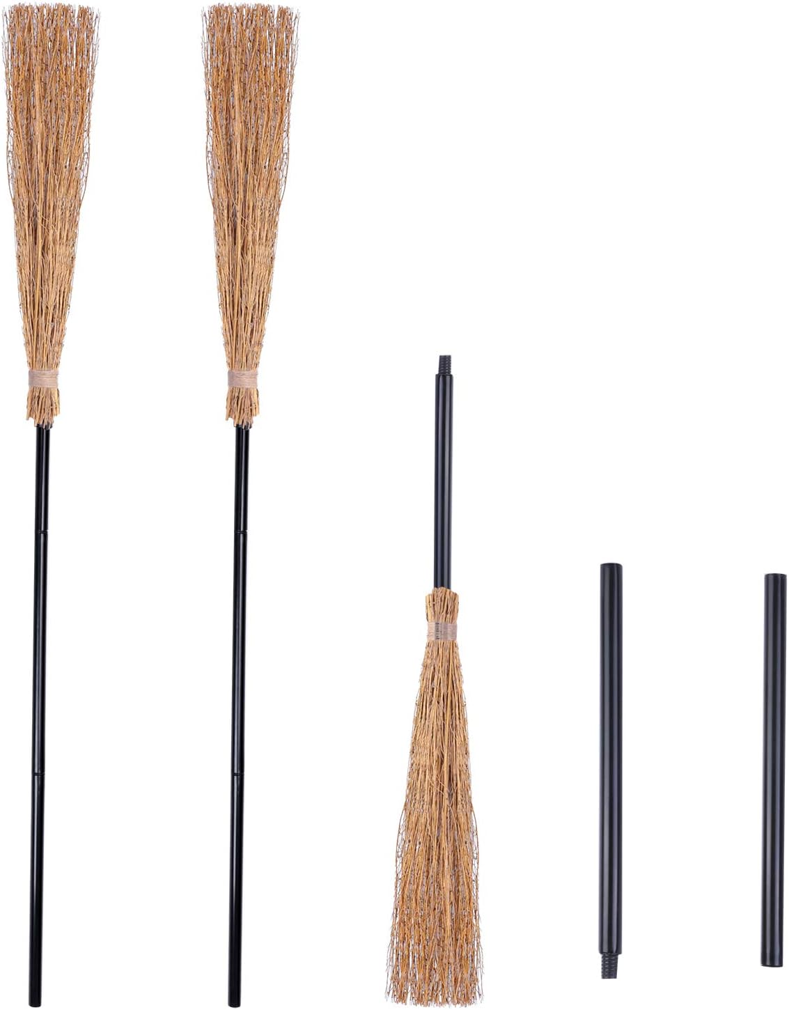 Amazon.com: URATOT 3 Pieces Halloween Witch Broom Props Thatch Bamboo ...