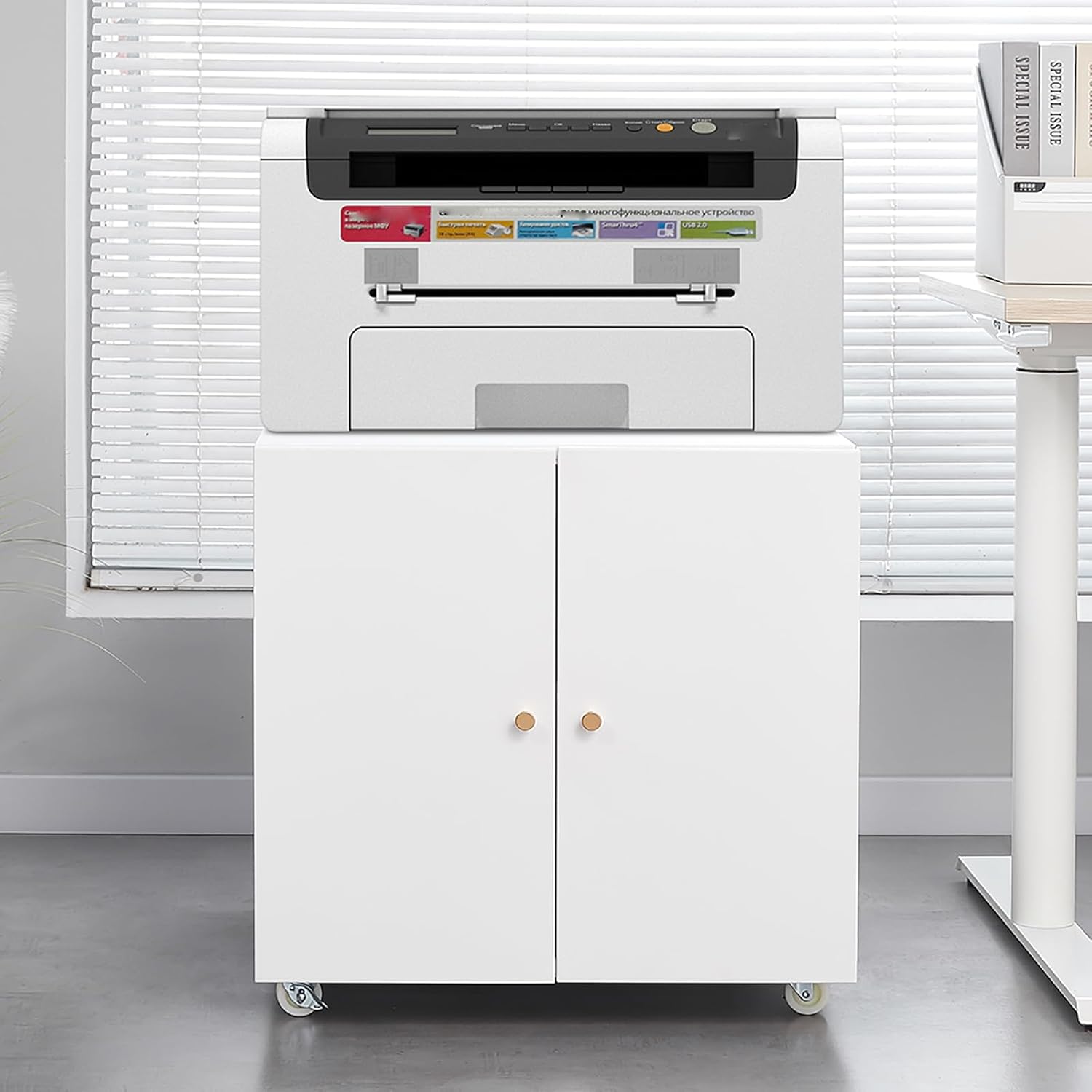 Amazon.com : Metal Printer Stand with Storage, Heavy Duty Rolling ...