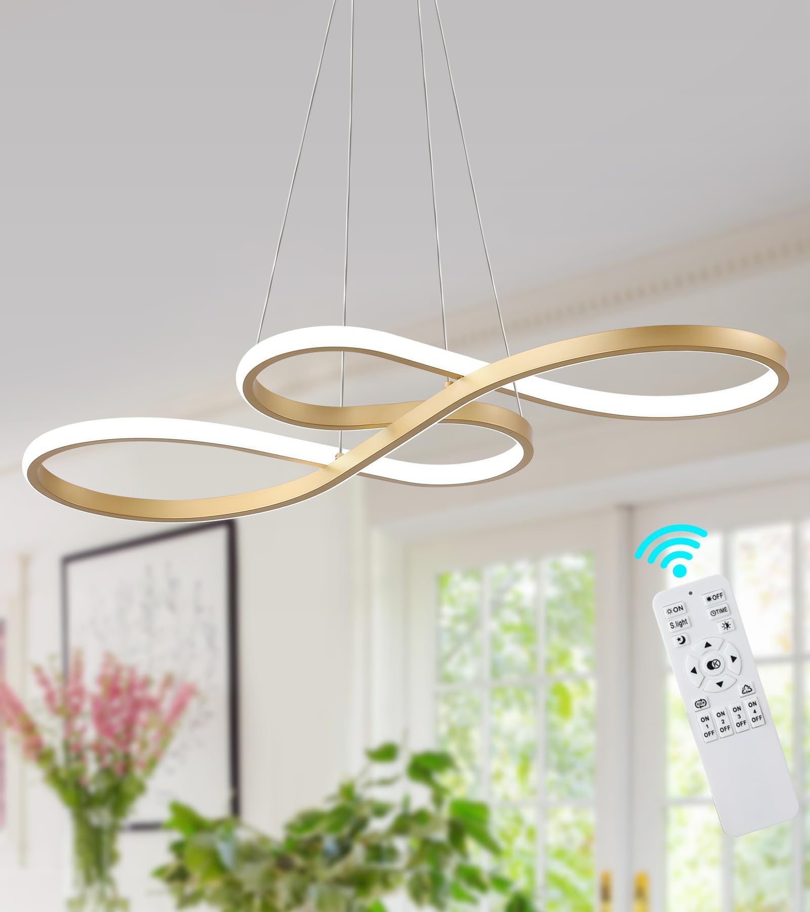 Amazon.com: Q&S Modern LED Chandelier Gold Contemporary Light Fixtures ...