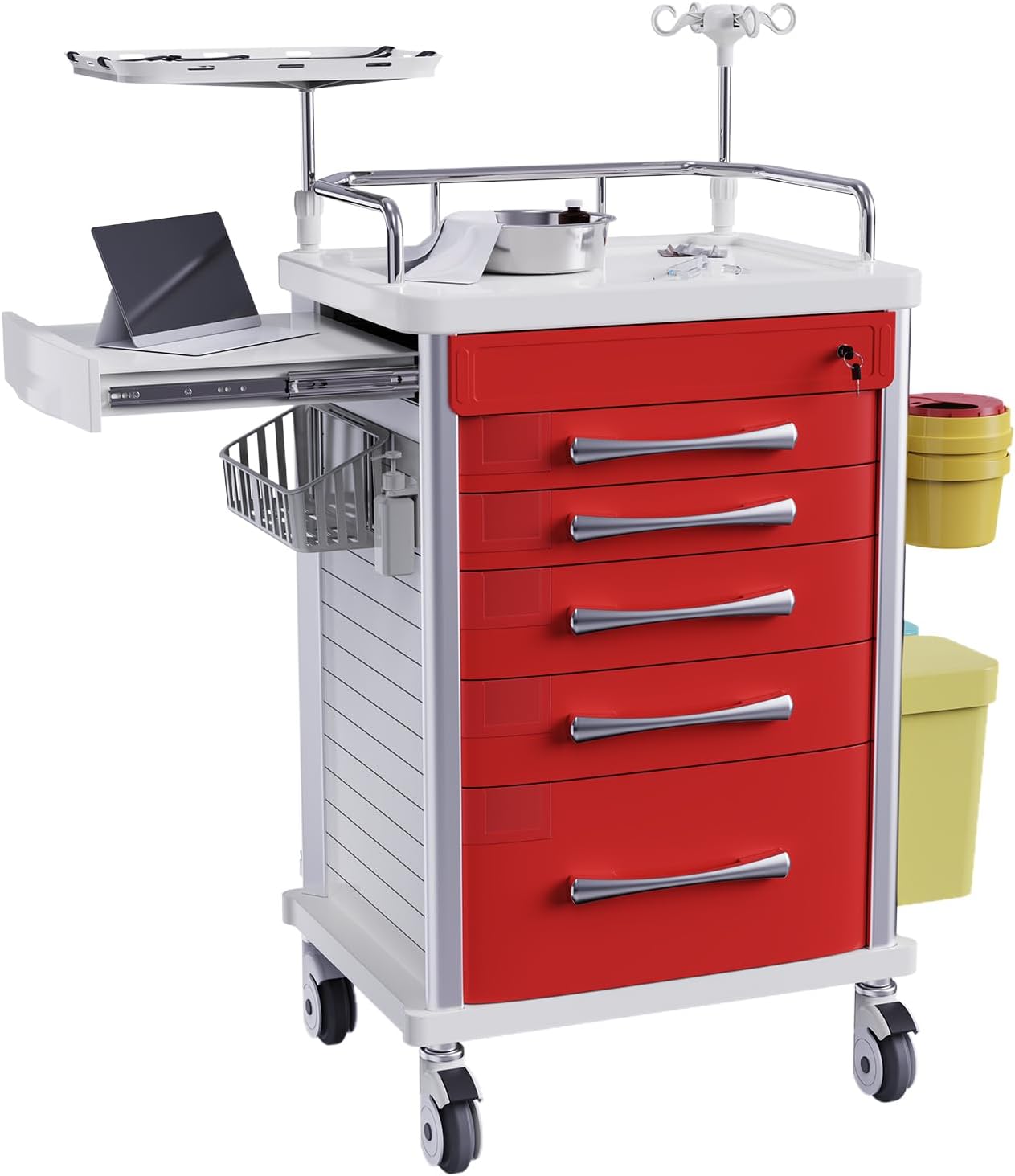 Amazon.com: OLERN Medical Emergency Rolling Crash Cart with Drawers ...