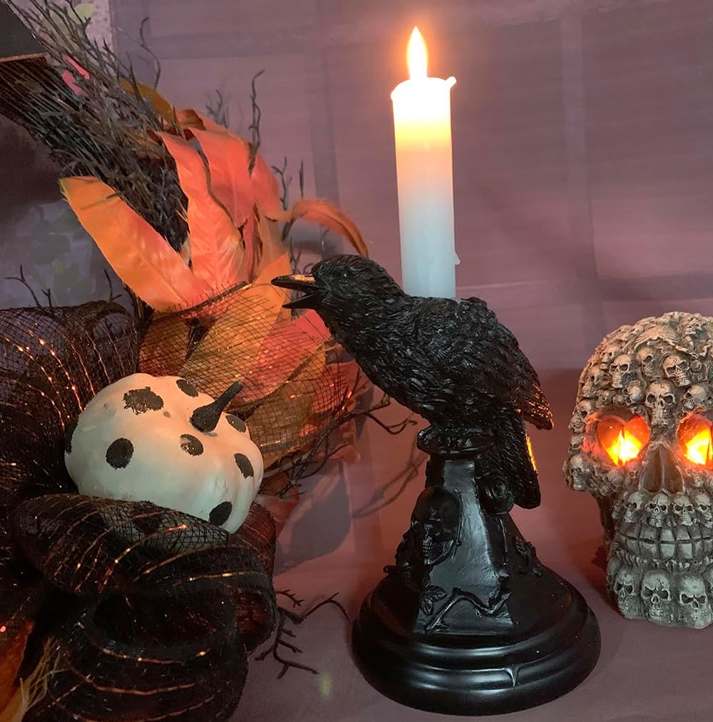 Amazon.com: Dark Gothic Candlestick Raven/Owl Halloween Candle Stick ...