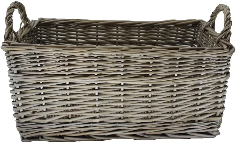 Red Hamper Medium Shallow Antique Wash Storage Wicker Basket : Amazon ...