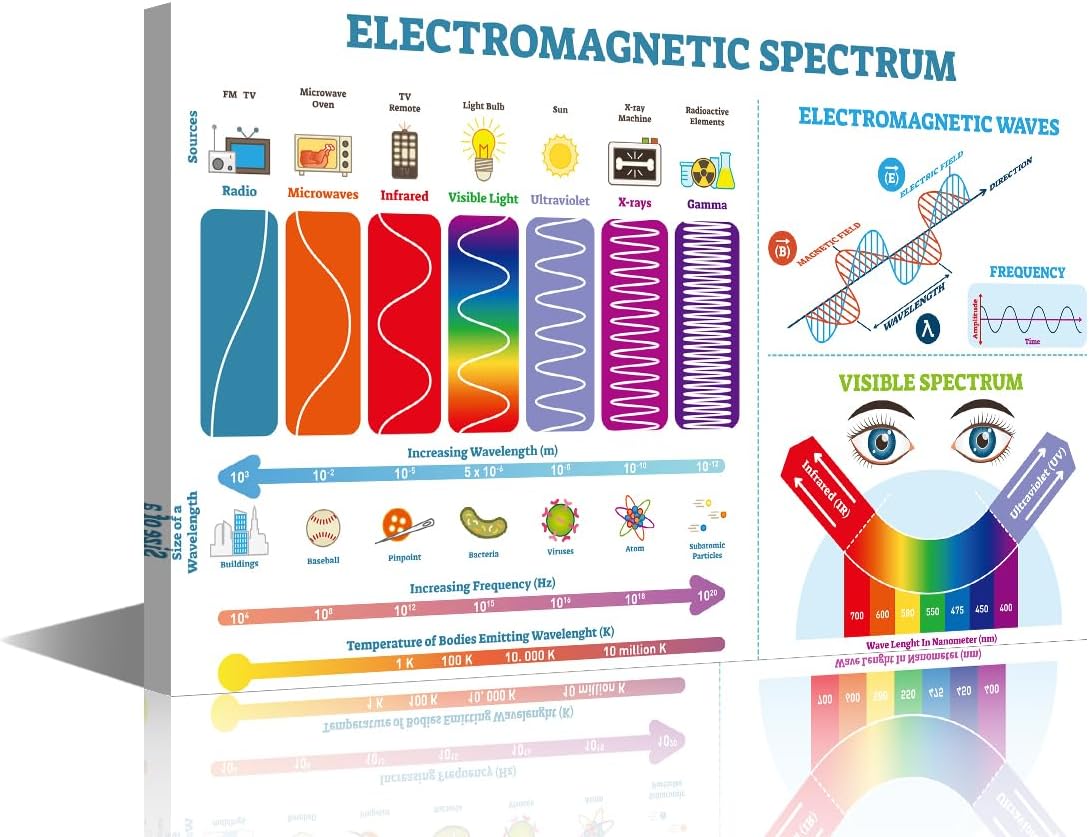 Amazon.com: 1 Piece Canvas Wall Art Full Electromagnetic Spectrum Wave ...