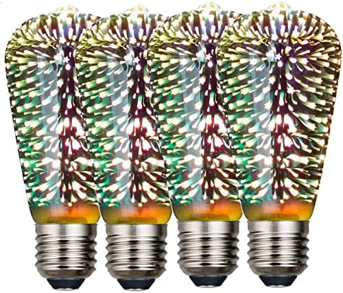 Edearkar ST64 3D Firework LED Light Bulbs 5W Equivalent 50W E26/E27 LED ...