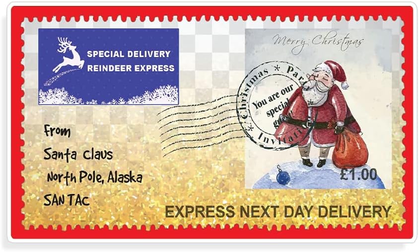 Gelz 30 x Small Santa AIR Mail Christmas Stickers Gift Present Parcel ...