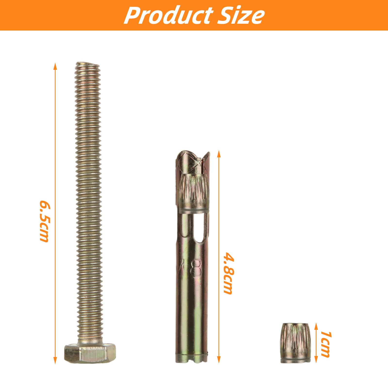 VIDETOL 100 PCS Anchor Bolts Expansion Screw Bolts, M6 X 6 X 60 mm Hex ...