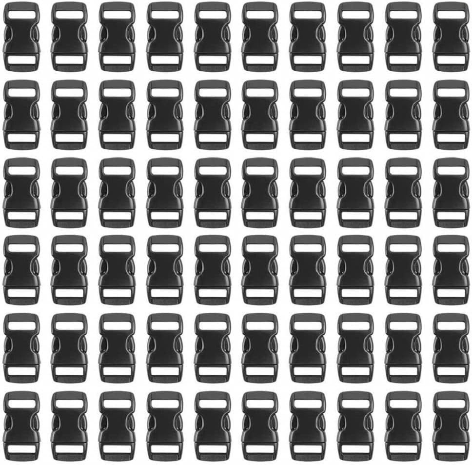 60 Pieces 15mm/0.6inch Side Release Plastic Buckles,Black Click Buckle ...