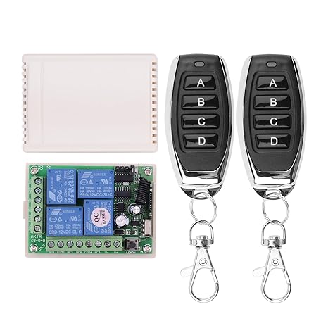 DC 12V 10A Relay Remote Control Switch, 433Mhz 4 CH Universal Remote ...