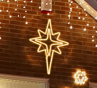 Amazon.com: LAMPHOME [Large 25"x16"] 360 LED Bethlehem Star Neon Motif ...