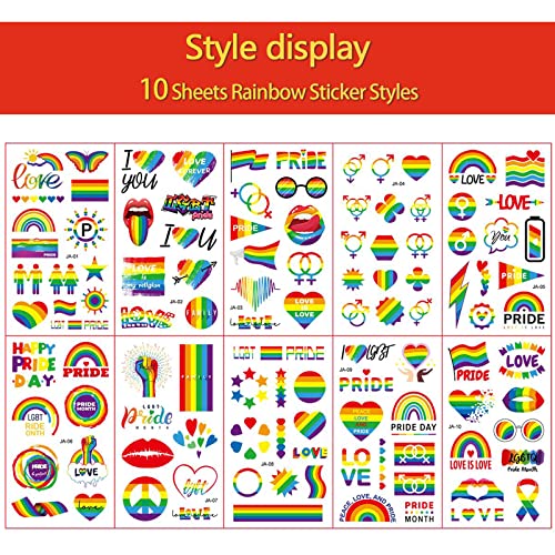 Snapklik.com : 20PCS Rainbow Pride Flag And 10 Sheets Rainbow Tattoos ...