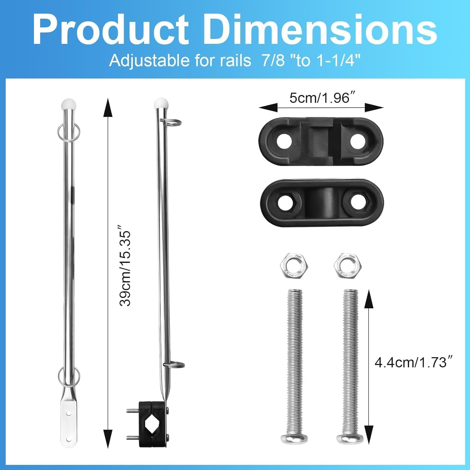 Snapklik.com : FLAGMESAGE 2 Pcs Adjustable Boat Flag Pole Universal Rod ...