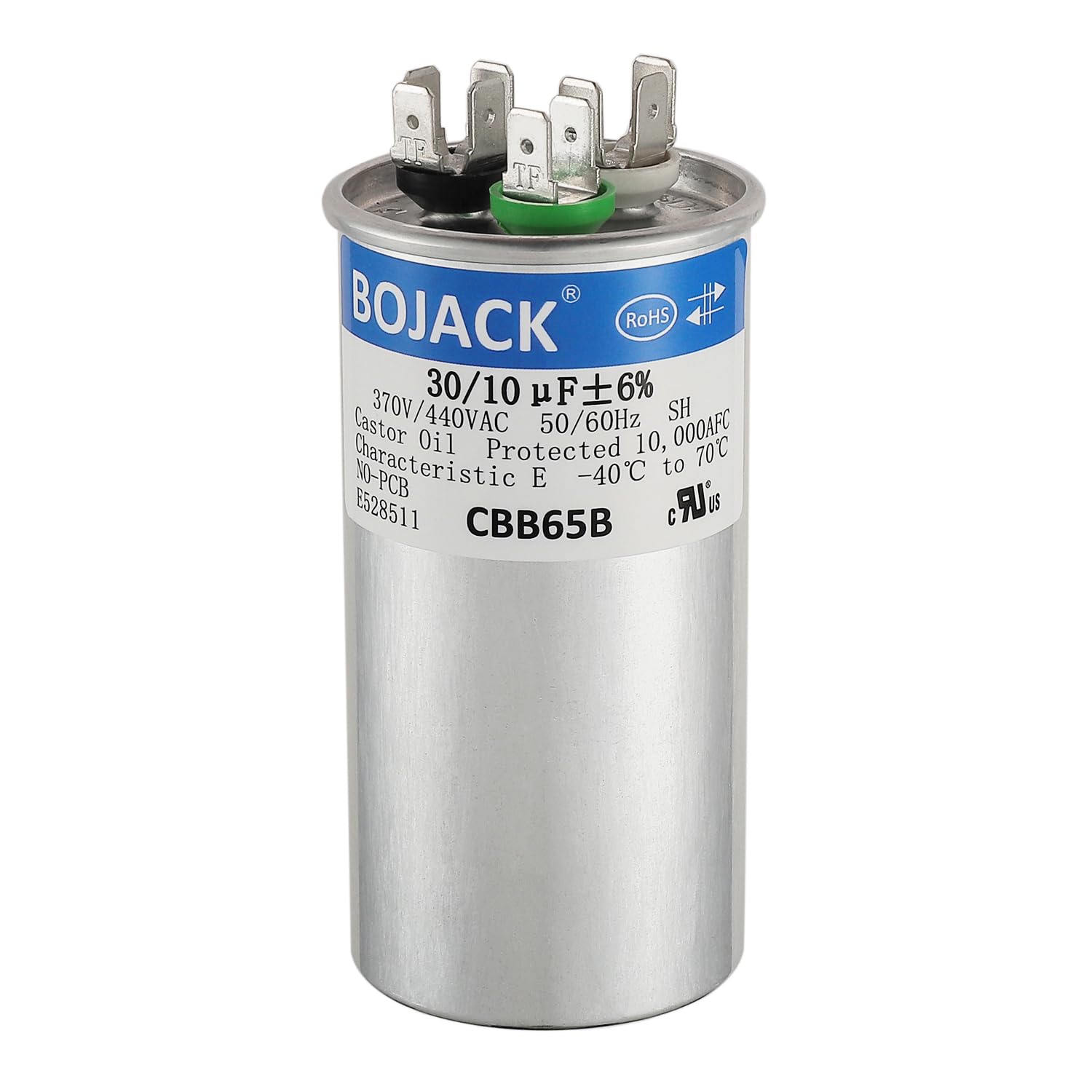 Amazon.com: BOJACK 30/10 uF 30+10 MFD 370/440 VAC CBB65B Dual Run Start Round Capacitor for ...