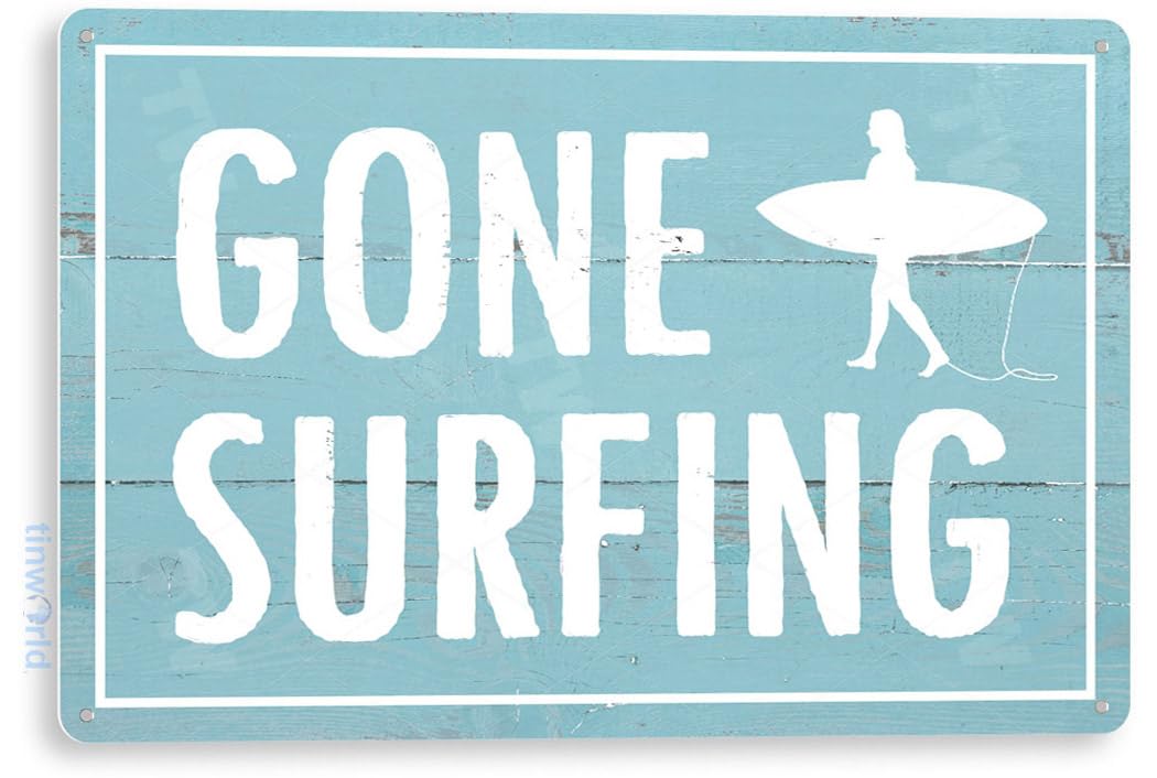 Amazon.com: TIN SIGN Gone Surfing Sign Surf Sign Beach Sign Beach House ...