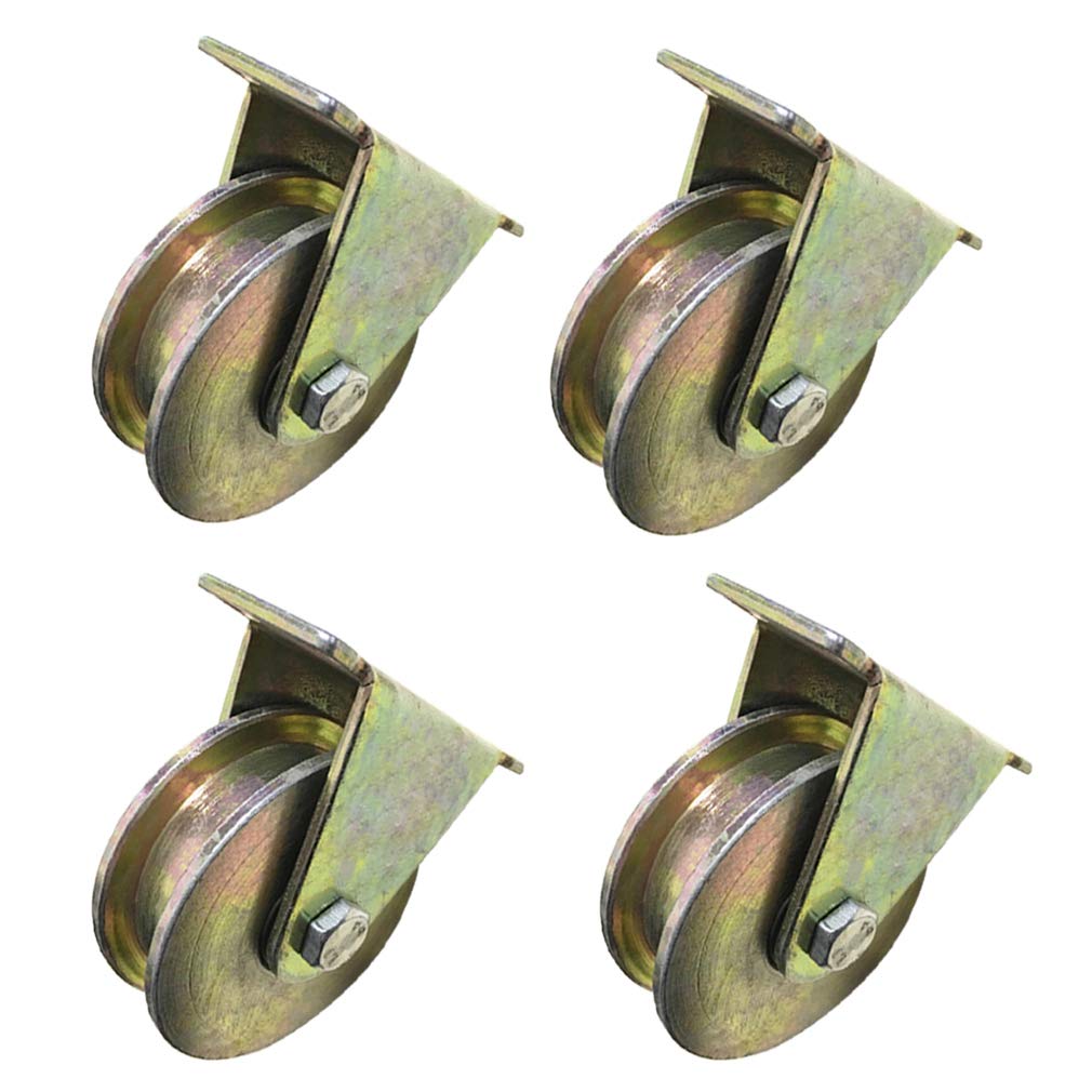 Buy 4 H-Groove Steel Caster Wheel,Heavy Duty Rigid Wheels,Directional ...