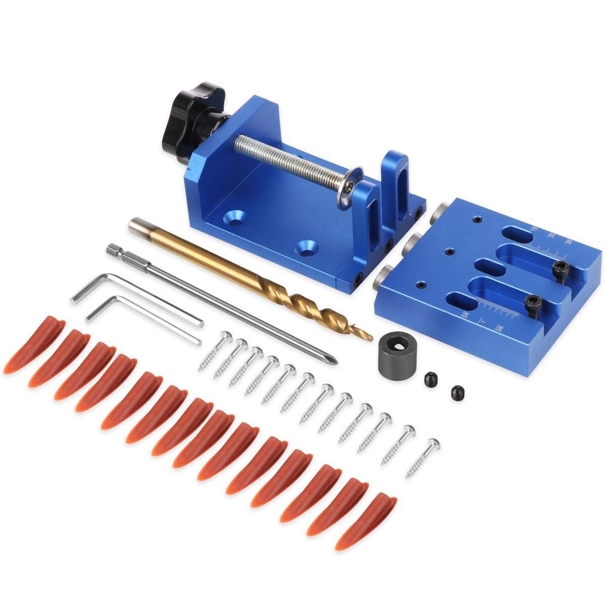 Buy TOKTOO Pocket Hole Jig Kit with Build-in Clamp and Scale, Heavy ...