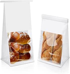 Amazon.com: Bakbania 100 Pack Bakery Bags with Window, 5.1x3.9x11 ...