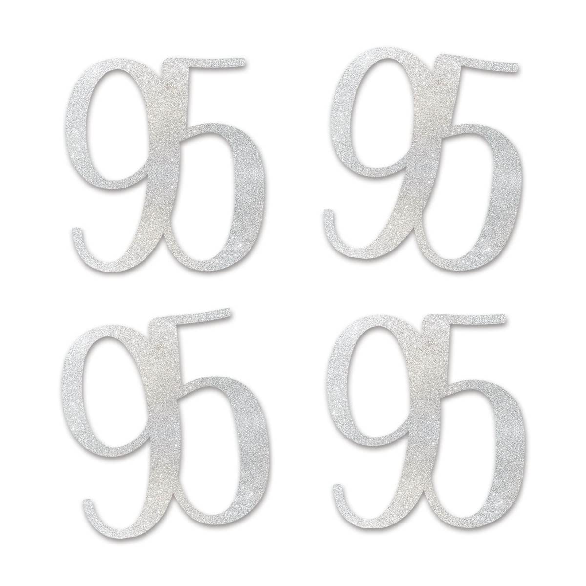 Amazon.com: Silver Glitter 95 Cut-Out Numbers, 95th Birthday Party ...