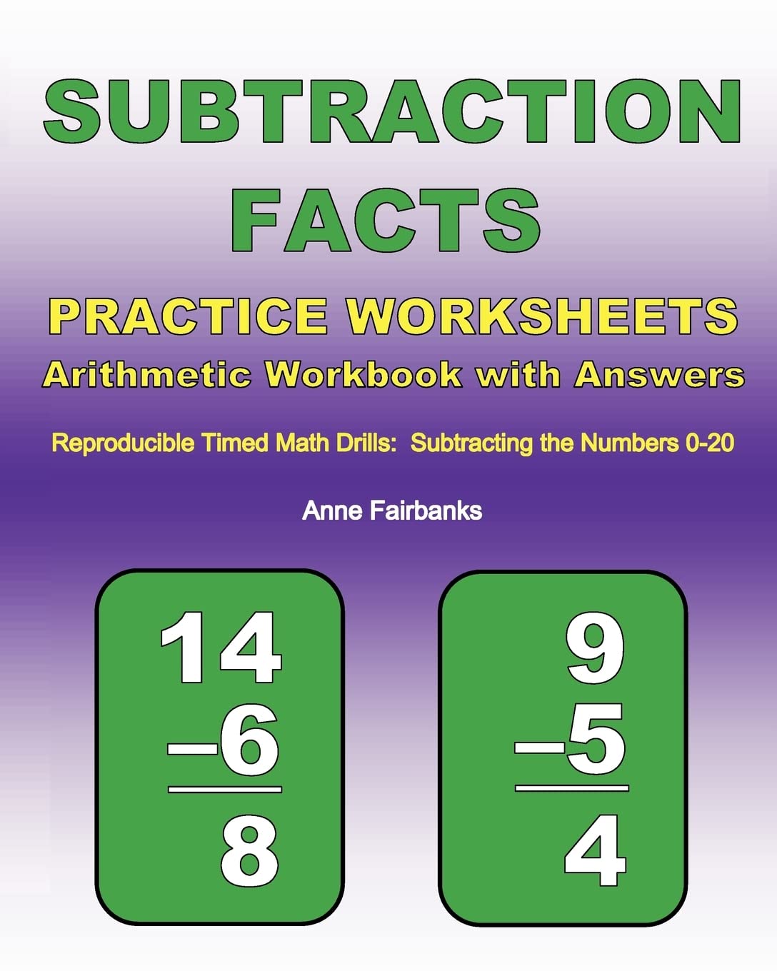 Subtraction Facts Practice Worksheets Arithmetic Workbook with Answers ...