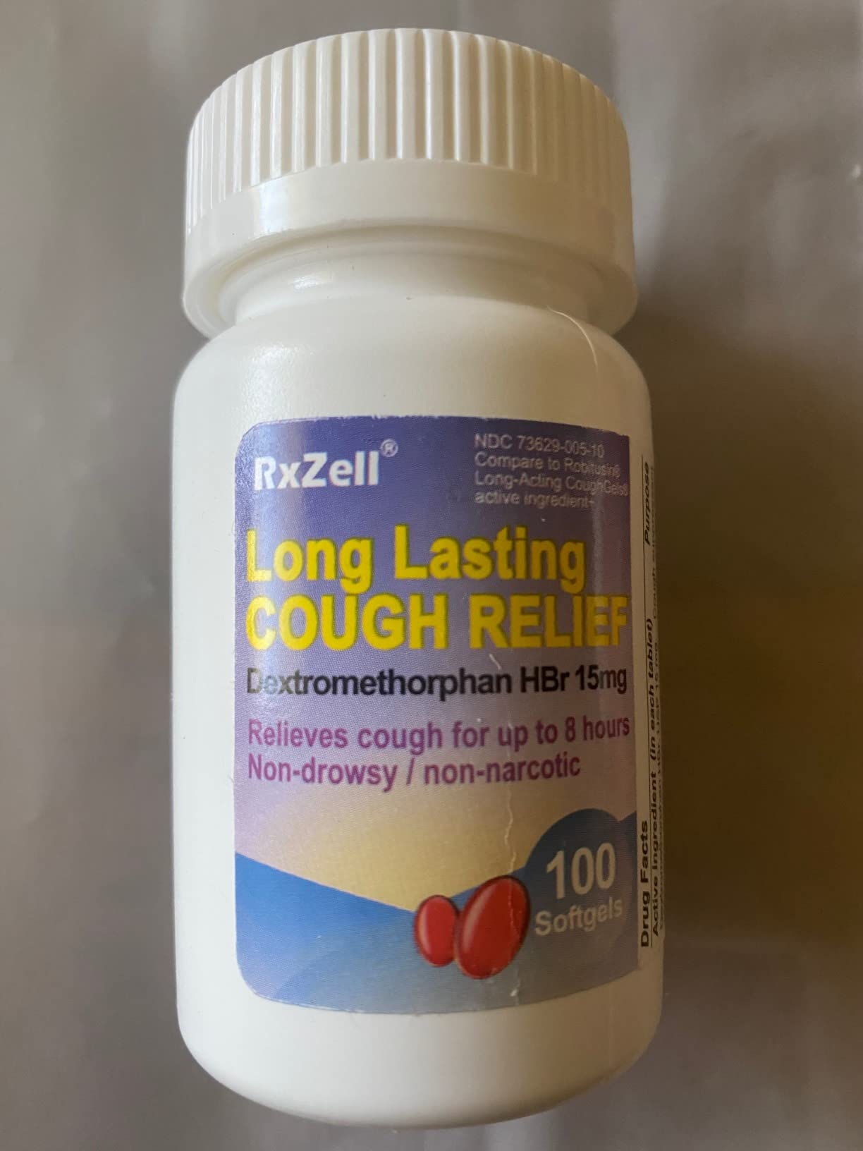 Amazon.com: RXZELL Adult Cough Relief, Dextromethorphan HBr 15mg (100 ...