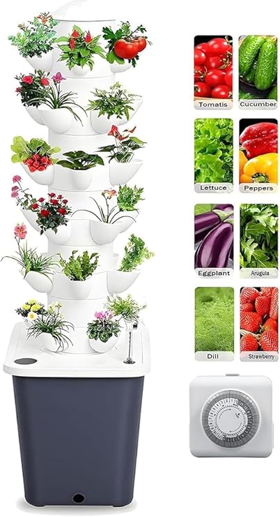 Amazon.com: Vertical Hydroponic Tower Garden System - 6 Layer 30 Pods ...