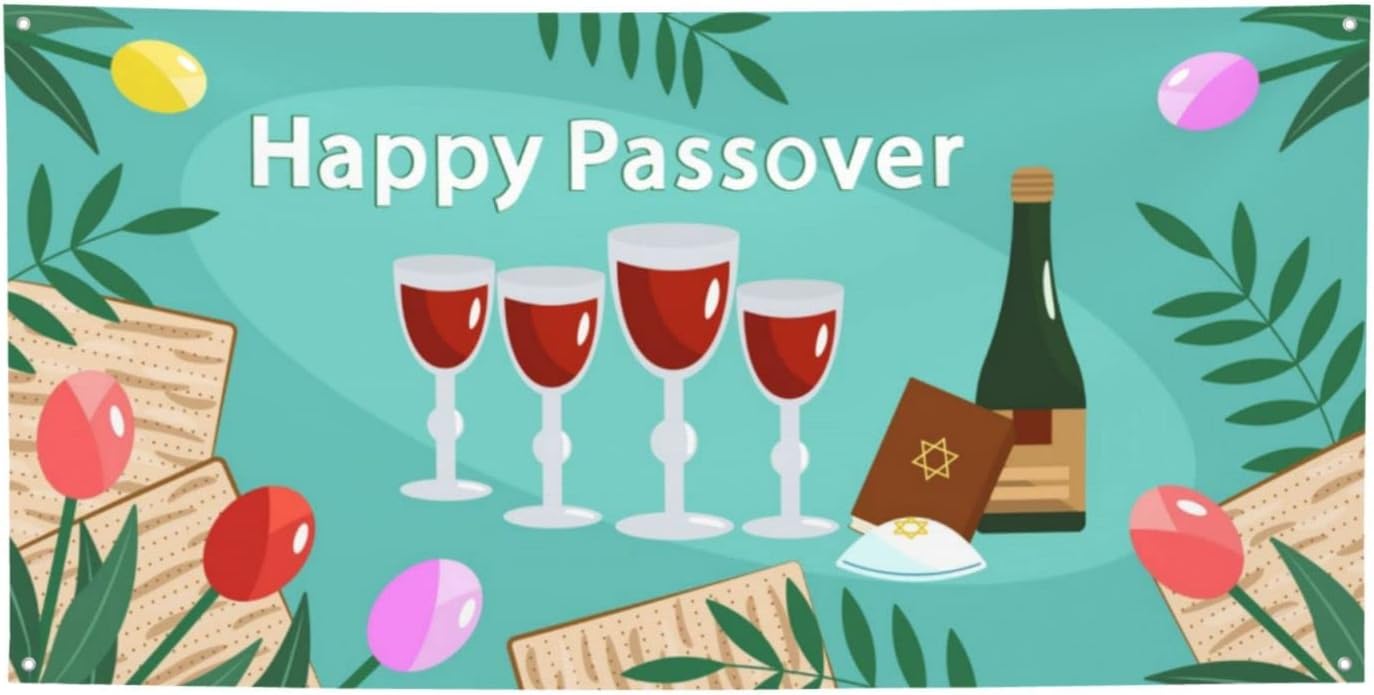 Amazon.com: Happy Traditional Jewish Passover Yard Banner Backdrop ...