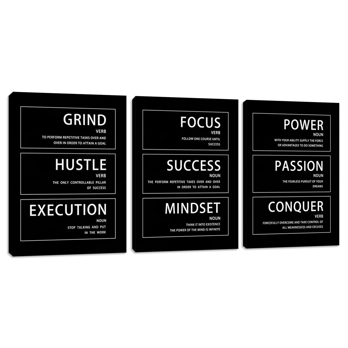 Amazon.com: Yetaryy Motivational Wall Art Hustle Grind Execution Wall ...