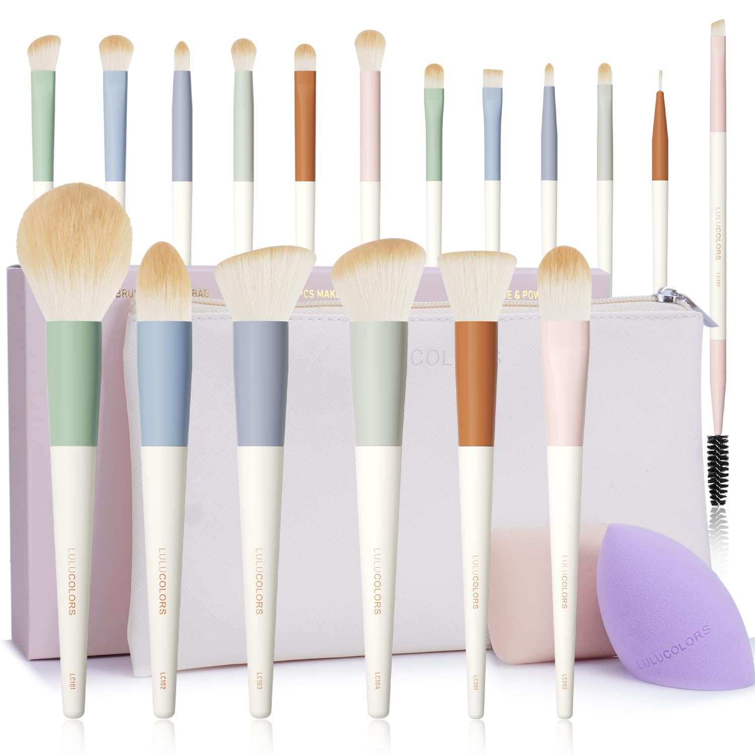 Amazon.com: LULUCOLORS Colorful Series 18-Pcs Makeup Brush Set with ...