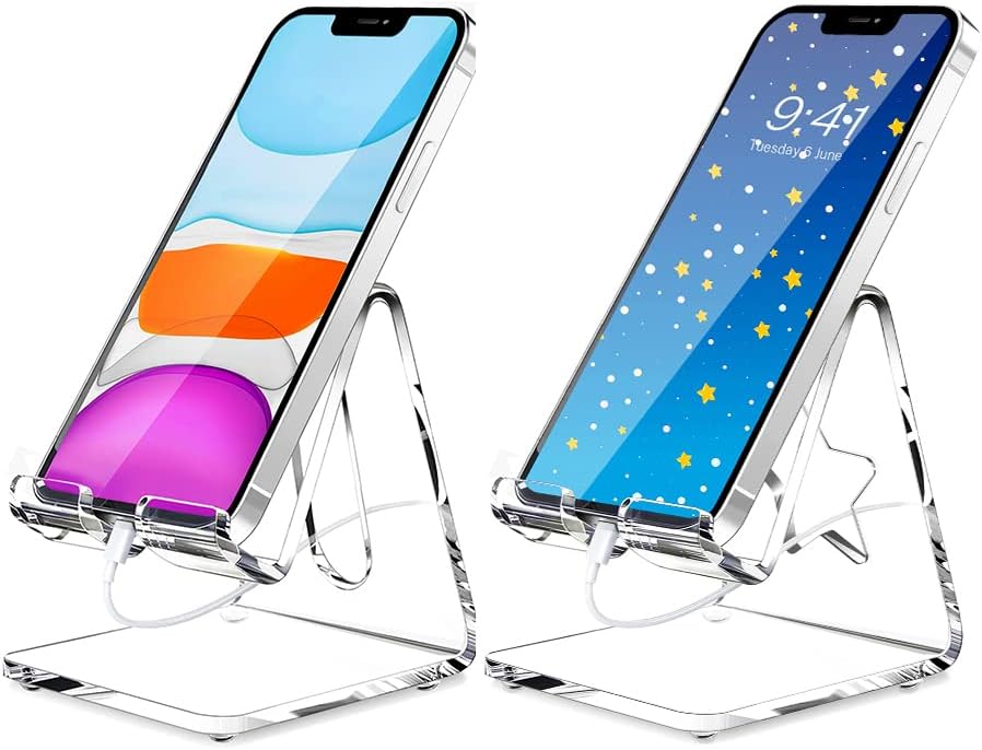 Amazon.com: Crpich Acrylic Cell Phone Stand, Portable Phone Holder ...
