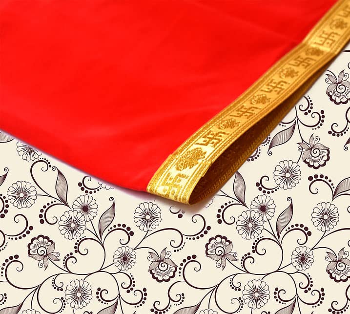 MARSHLAND Red Velvet Pooja Cloth Altar Puja Aasan Pooja Cloth Altar ...