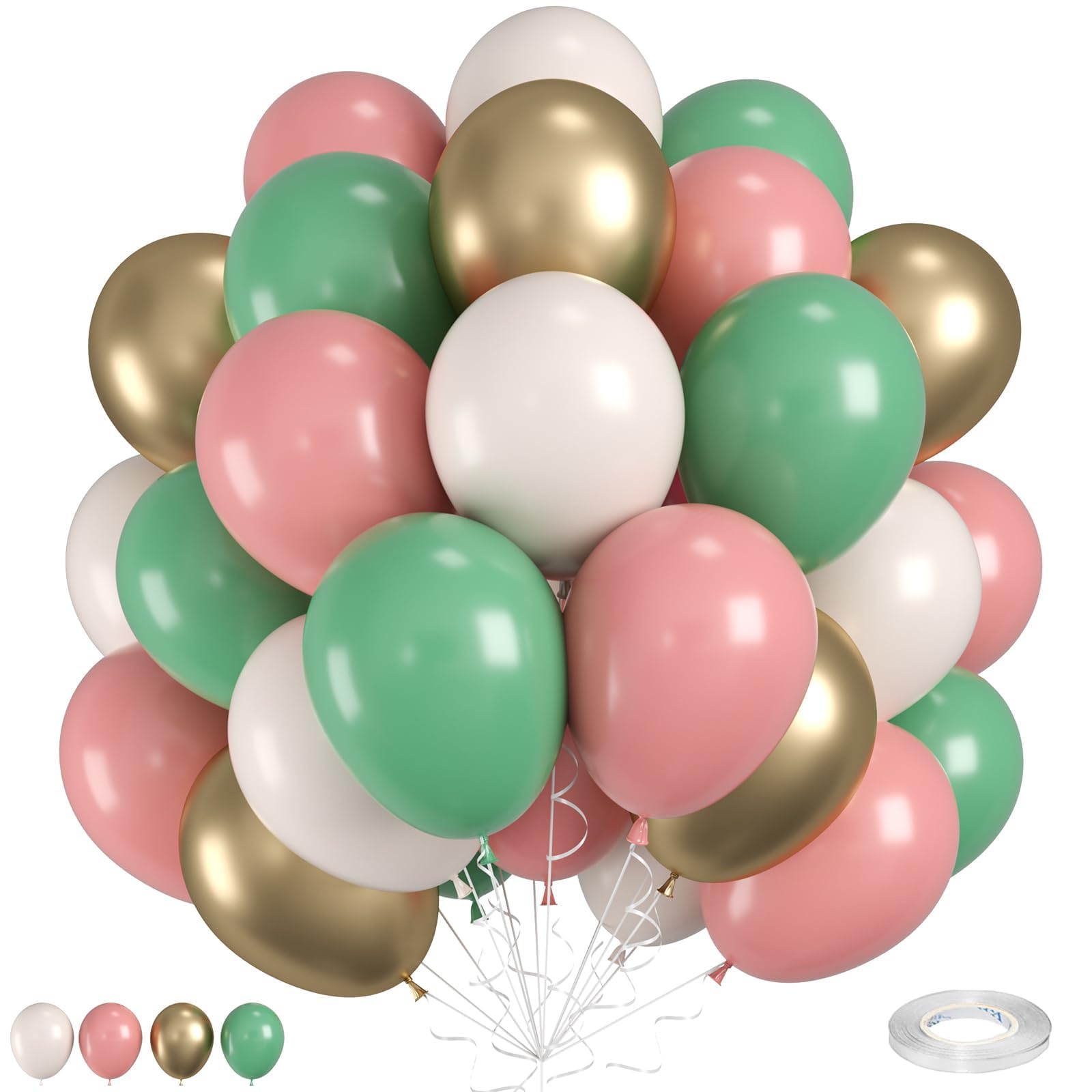 Snapklik.com : Retro Green Pink Balloons,12 Inch Sage Green Dusty Pink