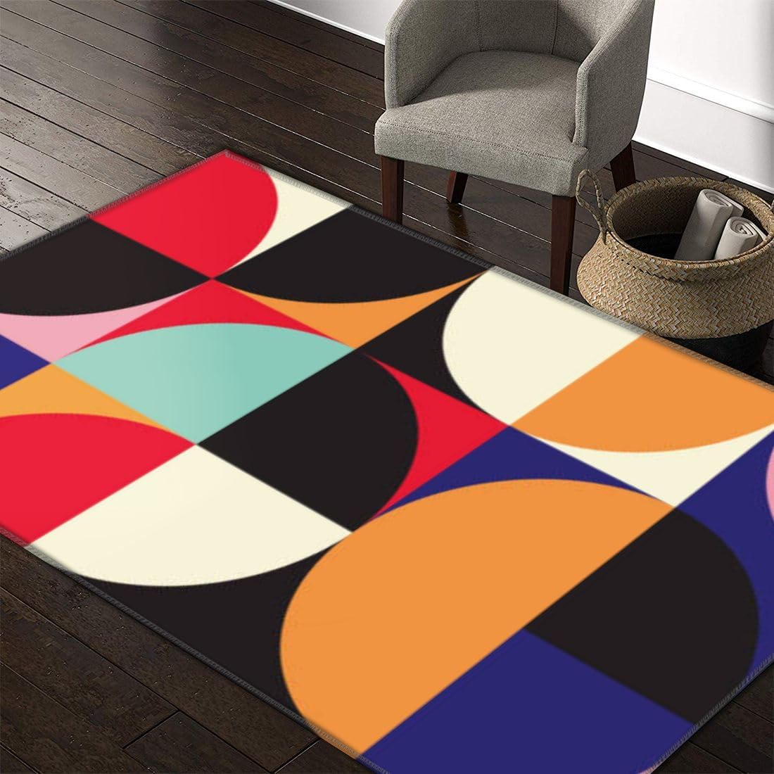 Amazon.com: Area Rug Mid Century Abstract Pattern 3D Rugs Non-Slip Mat ...