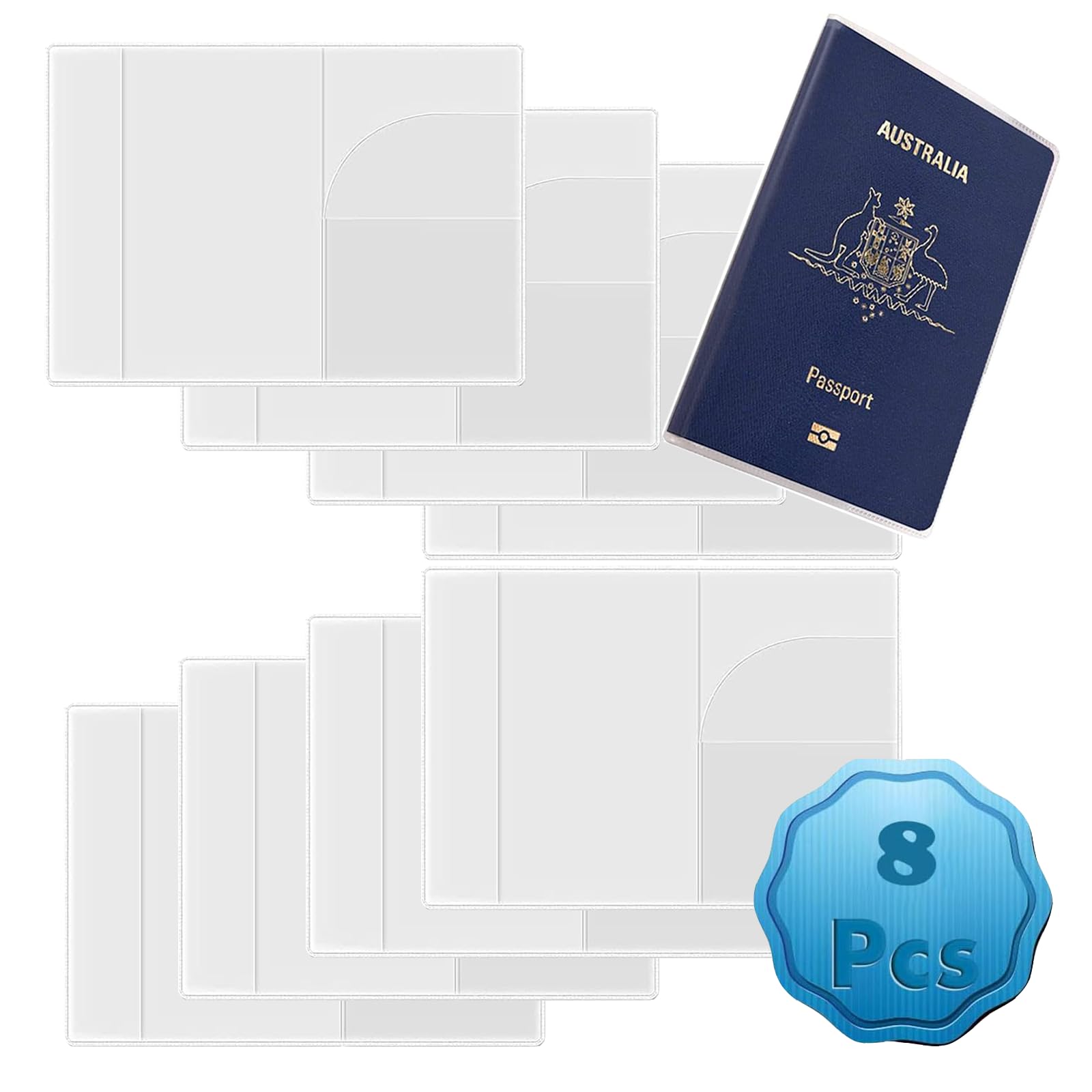 8 Pcs Clear Passport Cover, Transparent Plastic Passport Protector ...