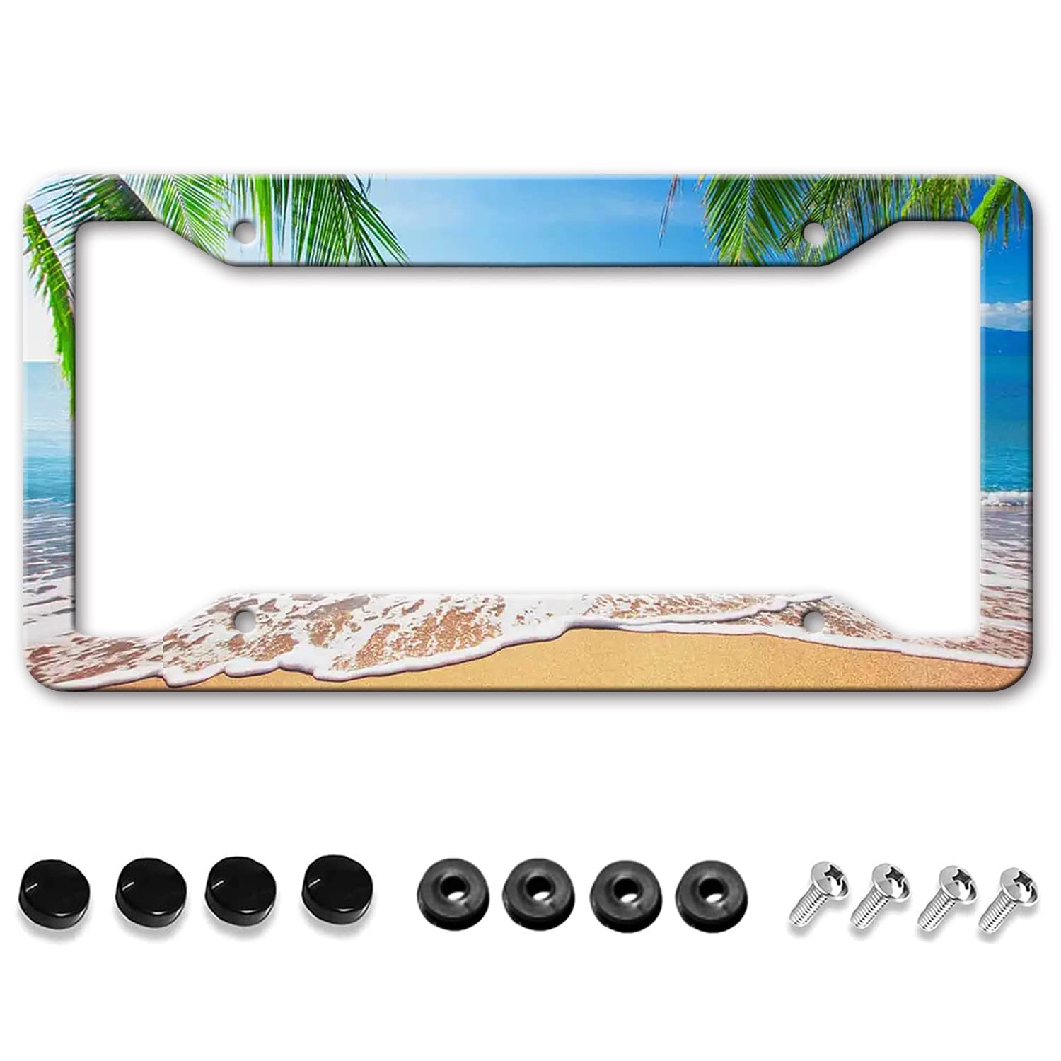Amazon.com: HUIXIA Palm Tree License Plate Frames, Sea Beach Cute ...