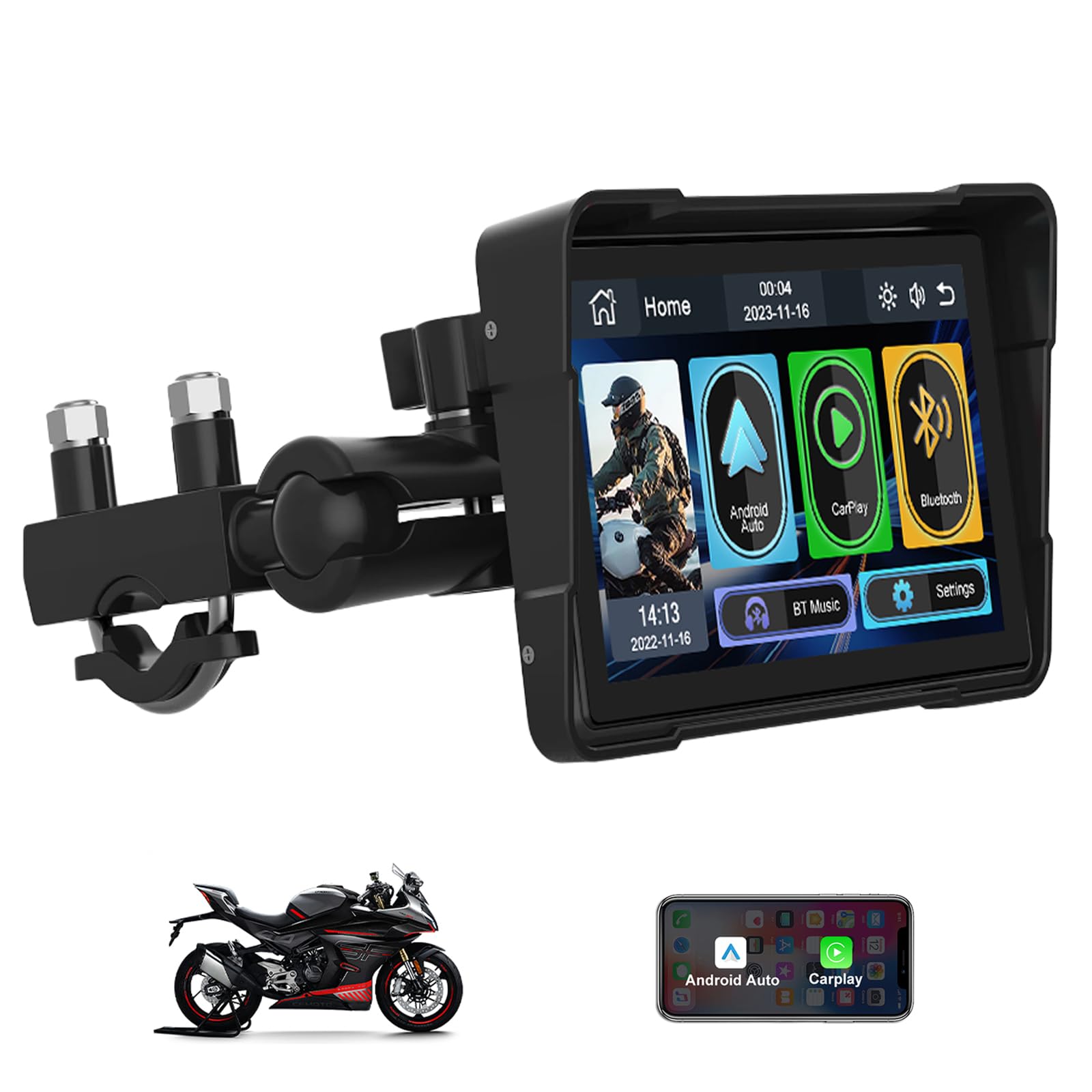 Amazon.com: AMEROBO Motorcycle Carplay, Wireless Apple Carplay Android ...