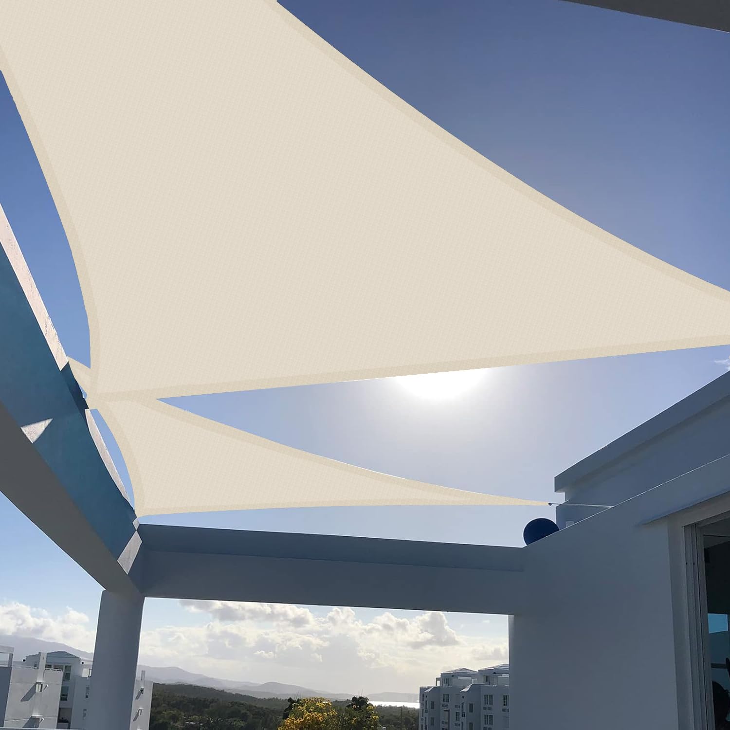 Amazon.com : SUNNY GUARD Sun Shade Sail 16'x16'x16' Triangle Cream UV ...
