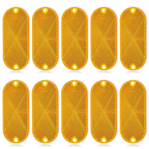 Snapklik.com : Smseace 10Pack Safety Reflectors Yellow Oval Reflector