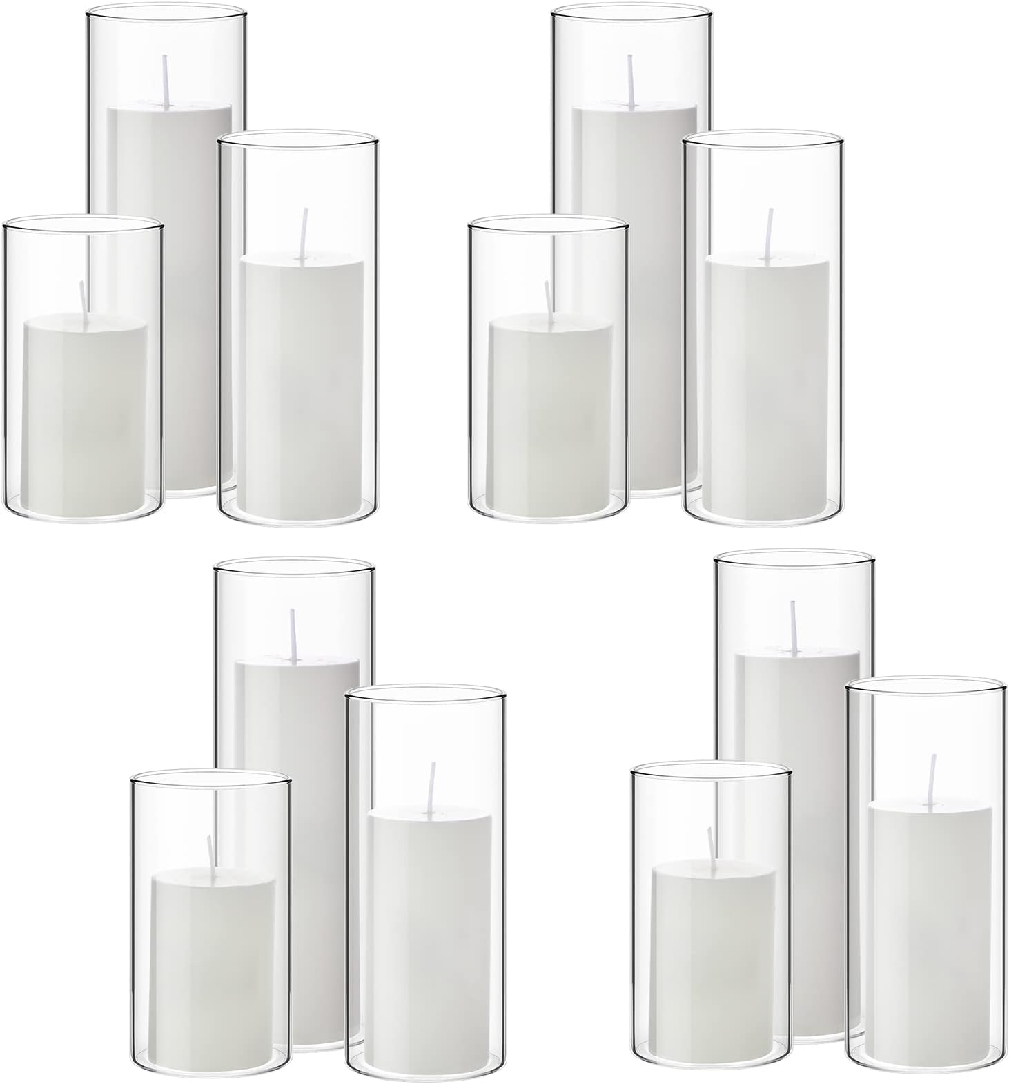 Amazon.com: Shihanee 108 Pcs Pillar Candles and Glass Cylinder Vases ...