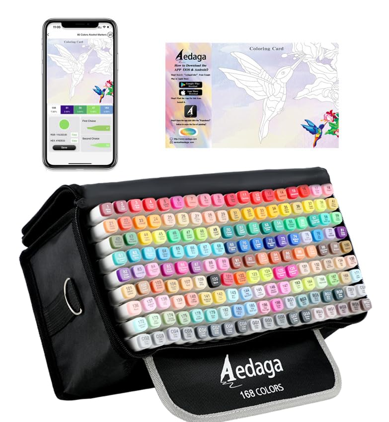 Amazon.com : YHC 168 Colors Alcohol Markers for Artists, Free APP for ...