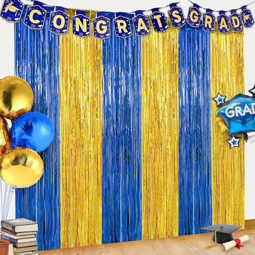 Amazon.com : 4 Pack Blue and Gold 2025 Graduation Party Decorations, 3 ...
